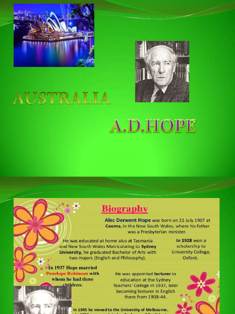 Australia A.D.Hope | PDF | Poetry