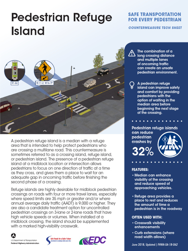 Pedestrian Refuge Island Guidelines | PDF | Traffic | Pedestrian