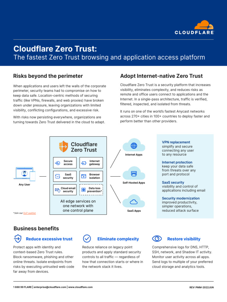 Cloudflare Zero Trust Product Brief | Download Free PDF | Security ...