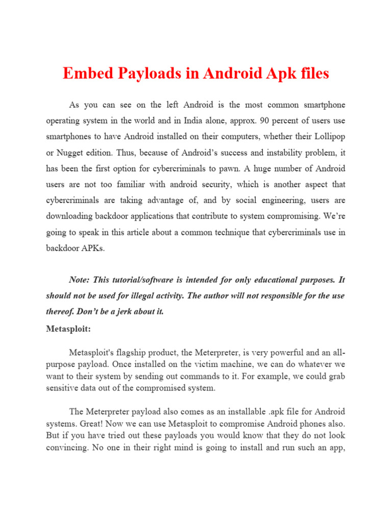 Payloads | PDF | Android (Operating System) | Software