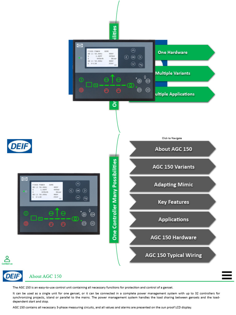 AGC 150 Controller Overview and Features | PDF | Mains Electricity | Power Supply