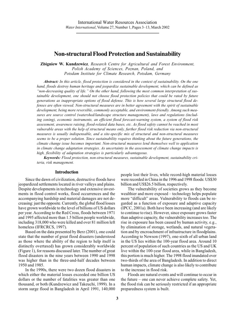 Non-Structural Flood Protection Strategies | PDF | Flood | Sustainability