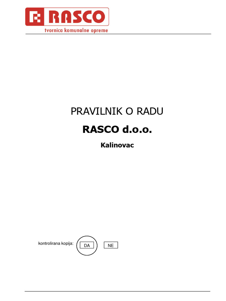 Pravilnik o Radu | PDF