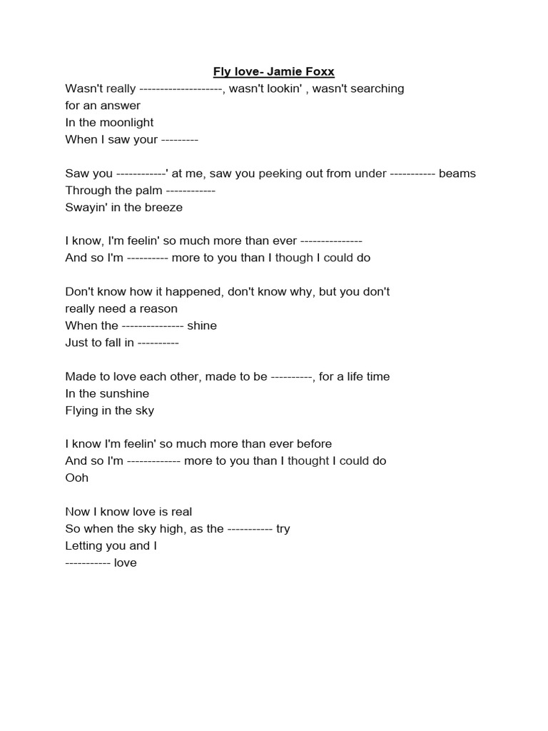 Jamie Foxx's "Fly Love" Lyrics Analysis | PDF | Art | Mystery, Thriller ...