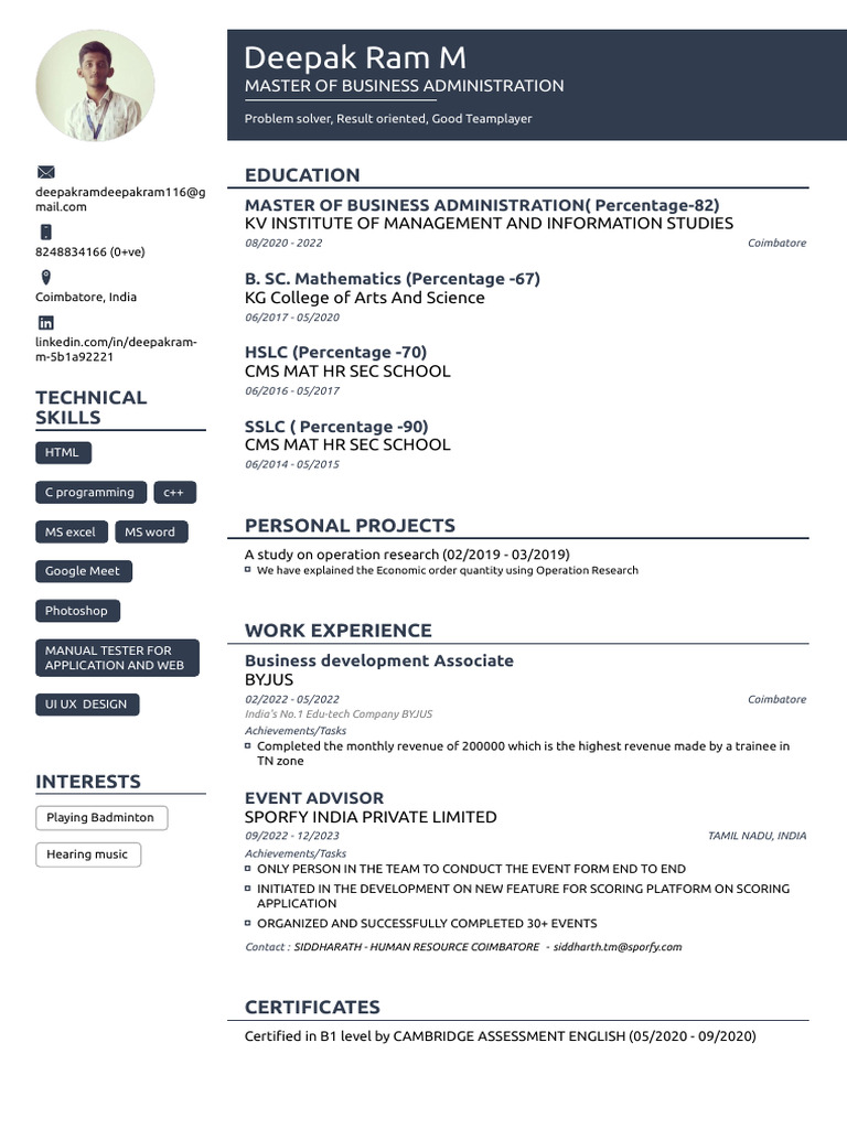 Deepak Ram Resume | PDF