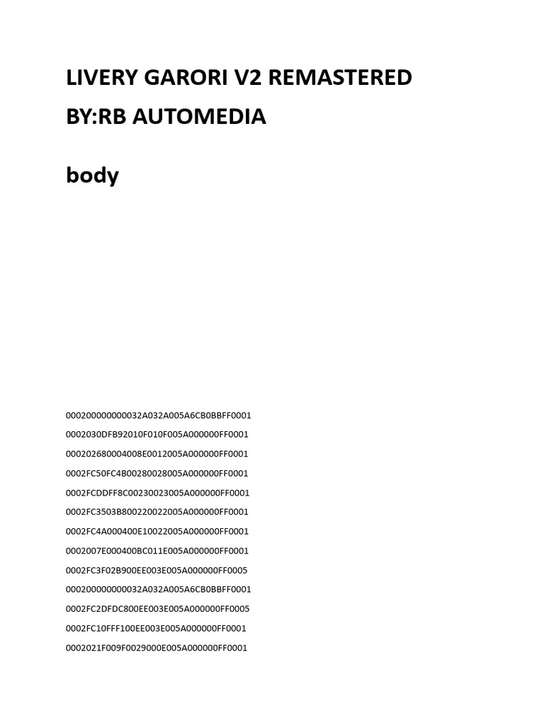 Livery Garori V2 Remastered | PDF