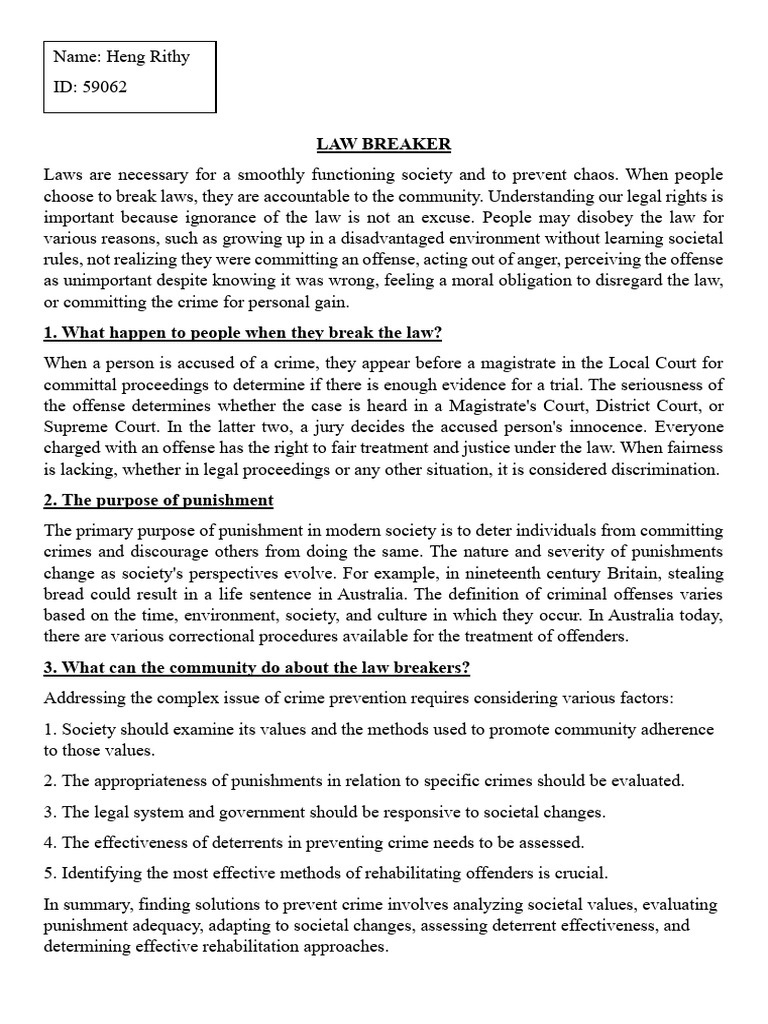Law Breaker | PDF | Crimes | Crime & Violence