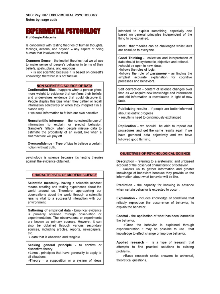 Understanding Experimental Psychology | PDF | Experiment | Validity ...