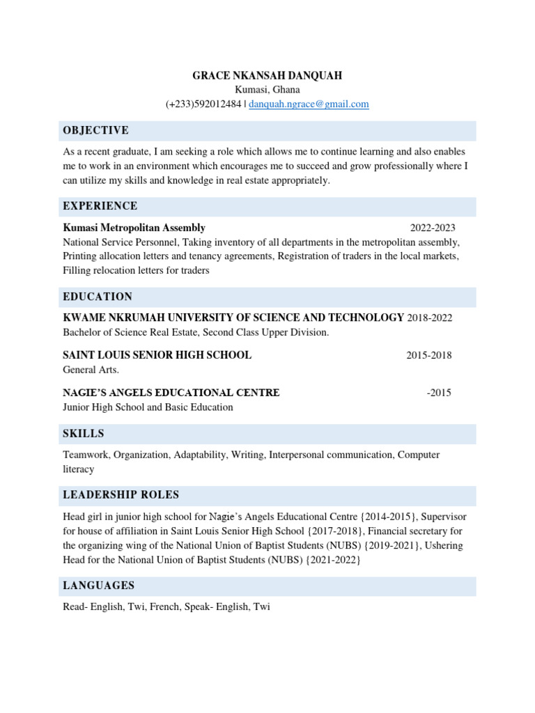 Grace Nkansah Danquah's CV | PDF