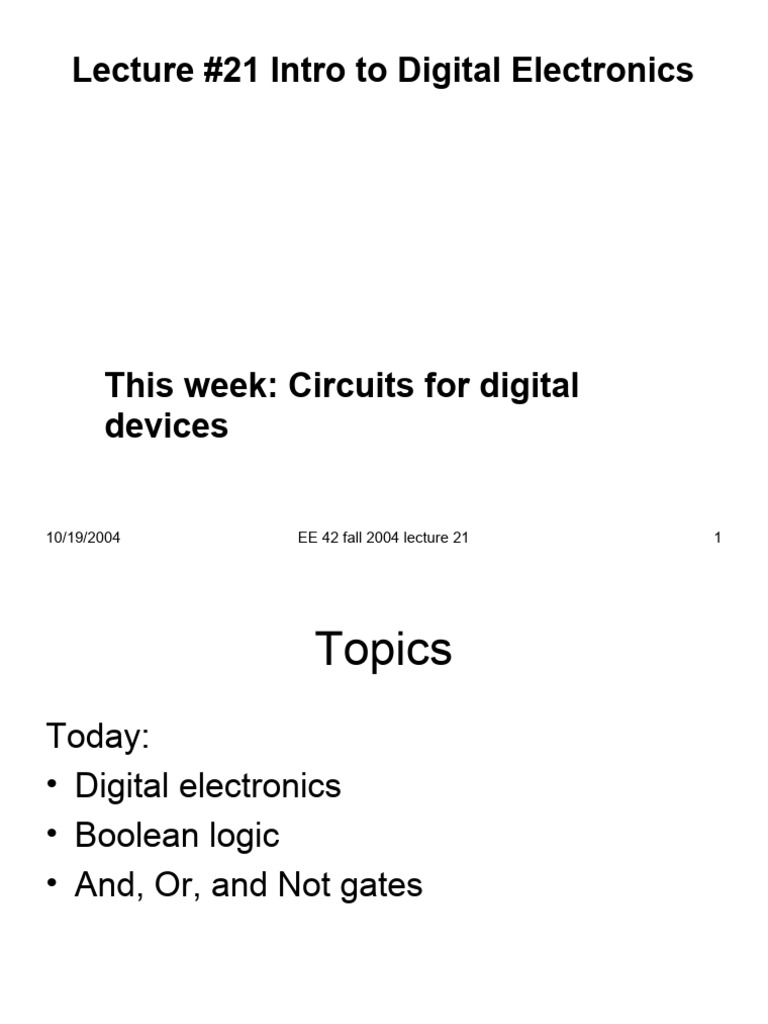Lecture 21 | PDF | Digital Signal | Boolean Algebra