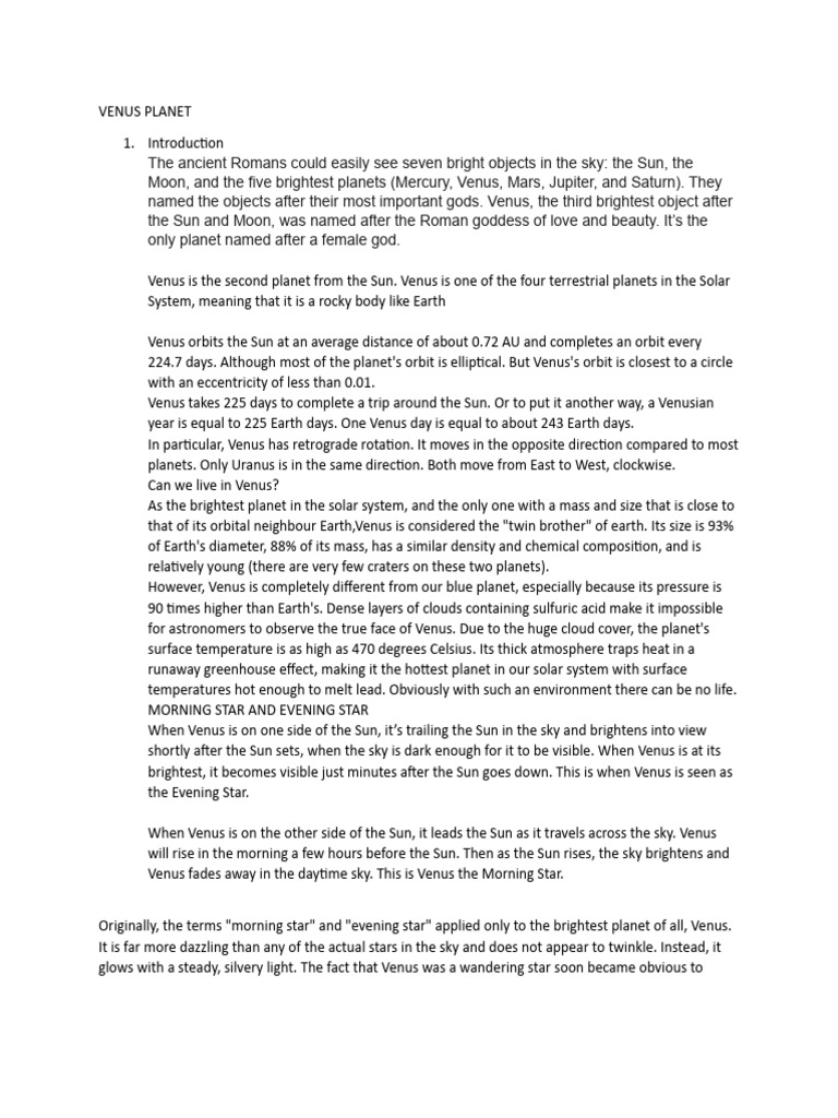 Venus Planet | PDF | Venus | Planets