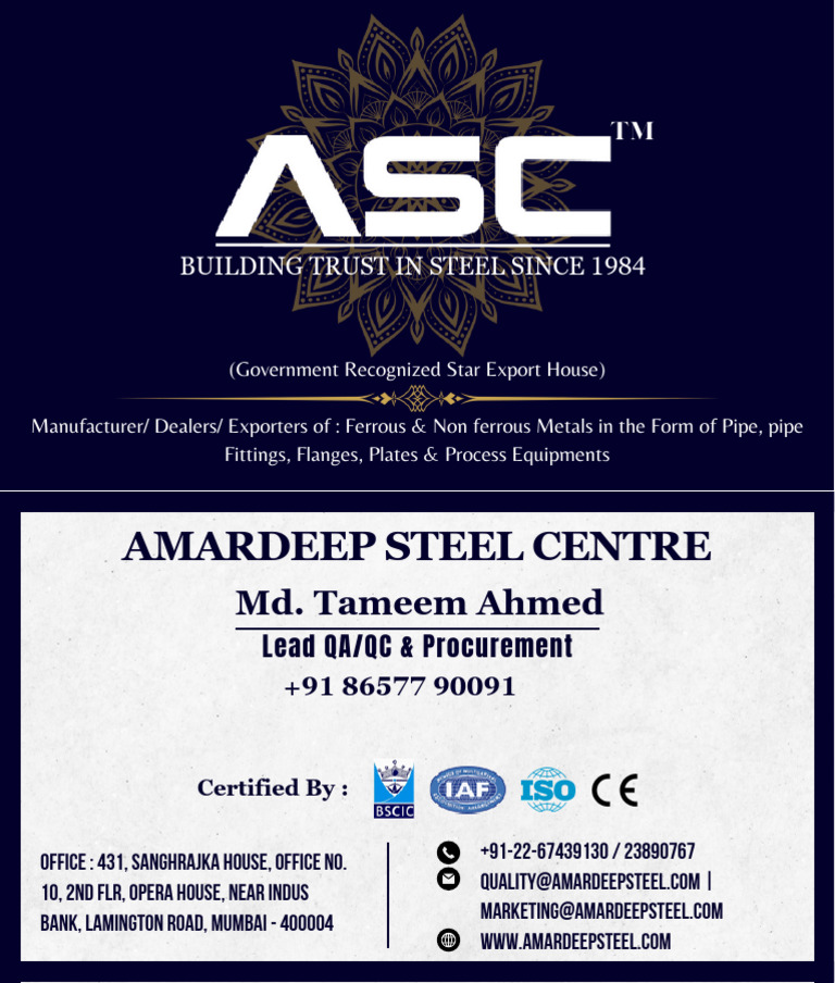 Visiting Card - ASC Tameem Ahmed | PDF
