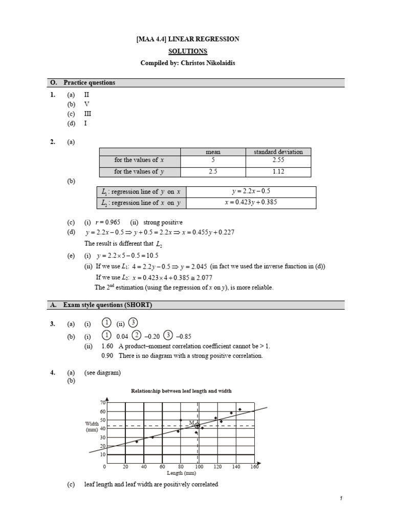 (MAA 4.4) LINEAR REGRESSION - Solutions | PDF | Linear Regression ... (MAA 4.4) LINEAR REGRESSION - Solutions | PDF | Linear Regression ...