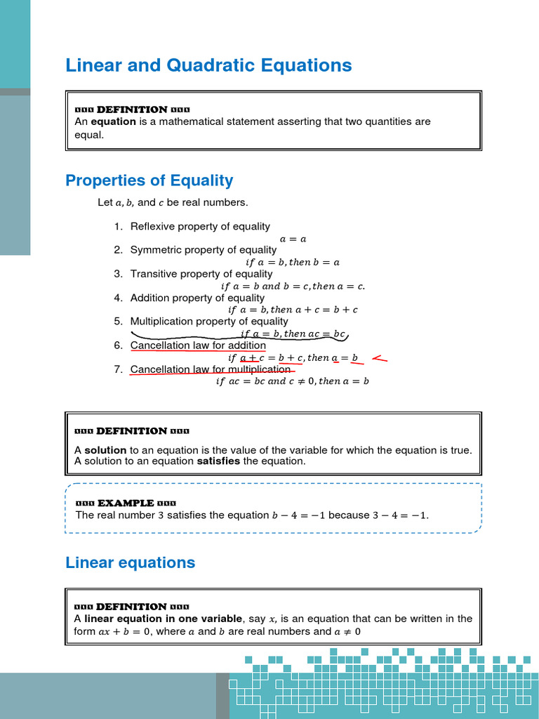 Bridge 2 Linear and Quadratic Equations | PDF | Equations | Quadratic ...