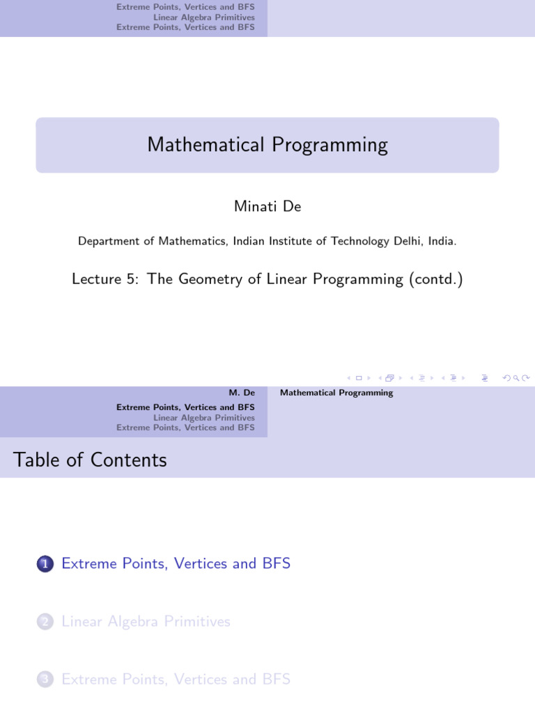 Lect5 Optimization | PDF | Vertex (Geometry) | Linear Algebra