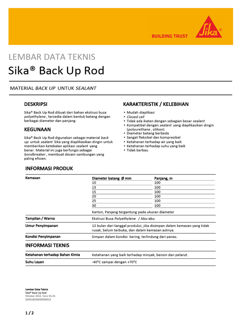 Sika-Sealant Back Up Rod | PDF