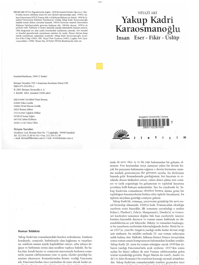 Niyazi Akı-Yakup Kadri Karaosmanoğlu | PDF