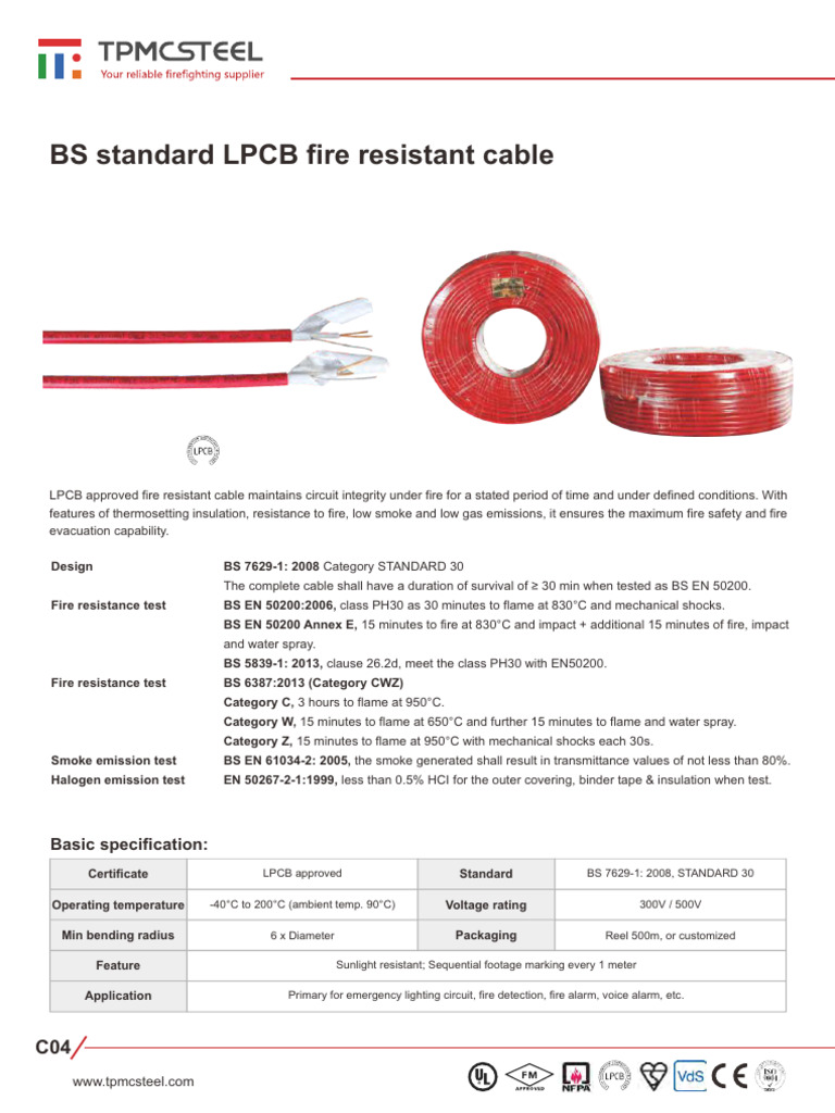 LPCB Fire Resistant Cable | PDF | Insulator (Electricity) | Wire
