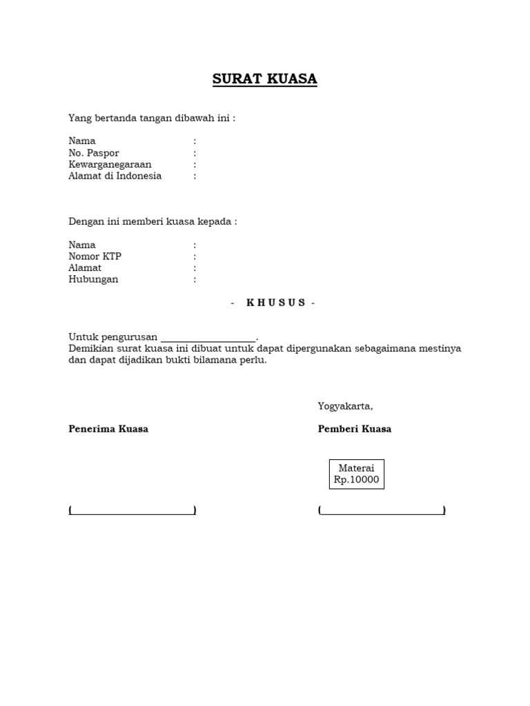 Surat Kuasa Wna | PDF