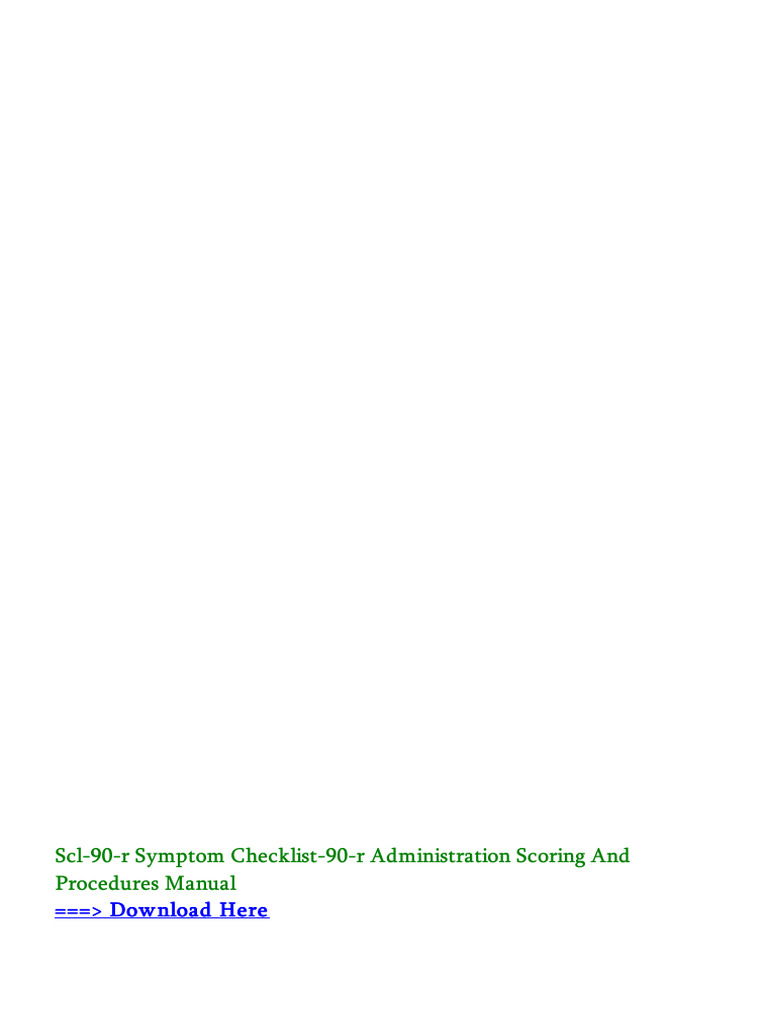 Scl-90-r Symptom Checklist-90-R Administration Scoring and | PDF ...