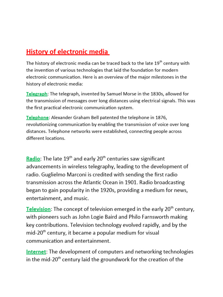 History of Electronic Media: Telegraph | PDF | Public Relations ...