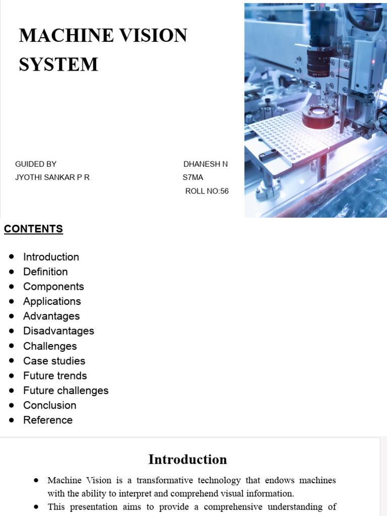 Machine Vision Systems Overview | PDF | Computer Vision | Artificial ...
