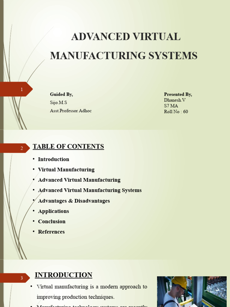 Advanced Virtual Manufacturing Systems 1 | PDF | Simulation | Virtual Reality