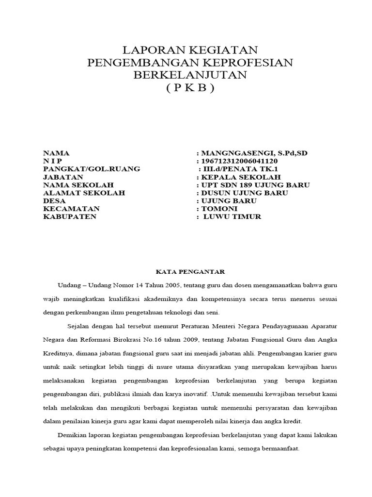 Laporan Pengembangan Keprofesian Berkelanjutan | PDF