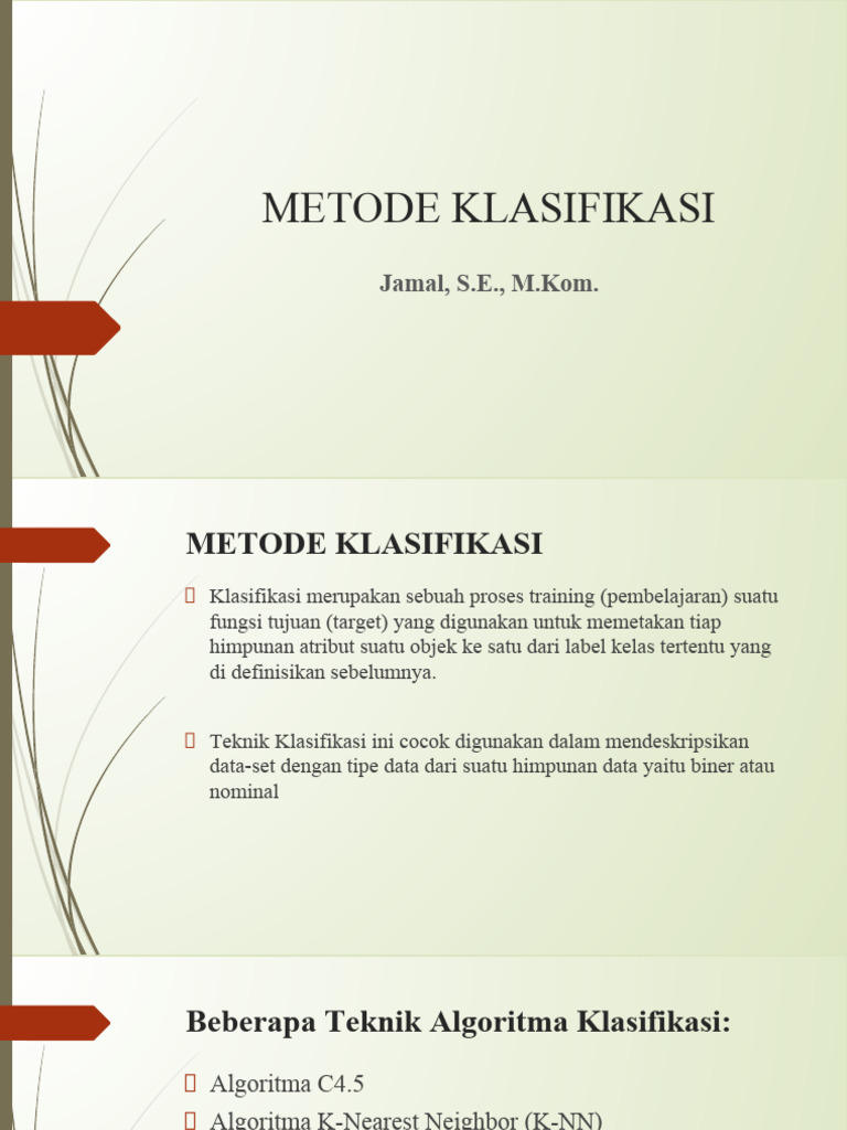 Metode Klasifikasi dan Algoritmanya | PDF