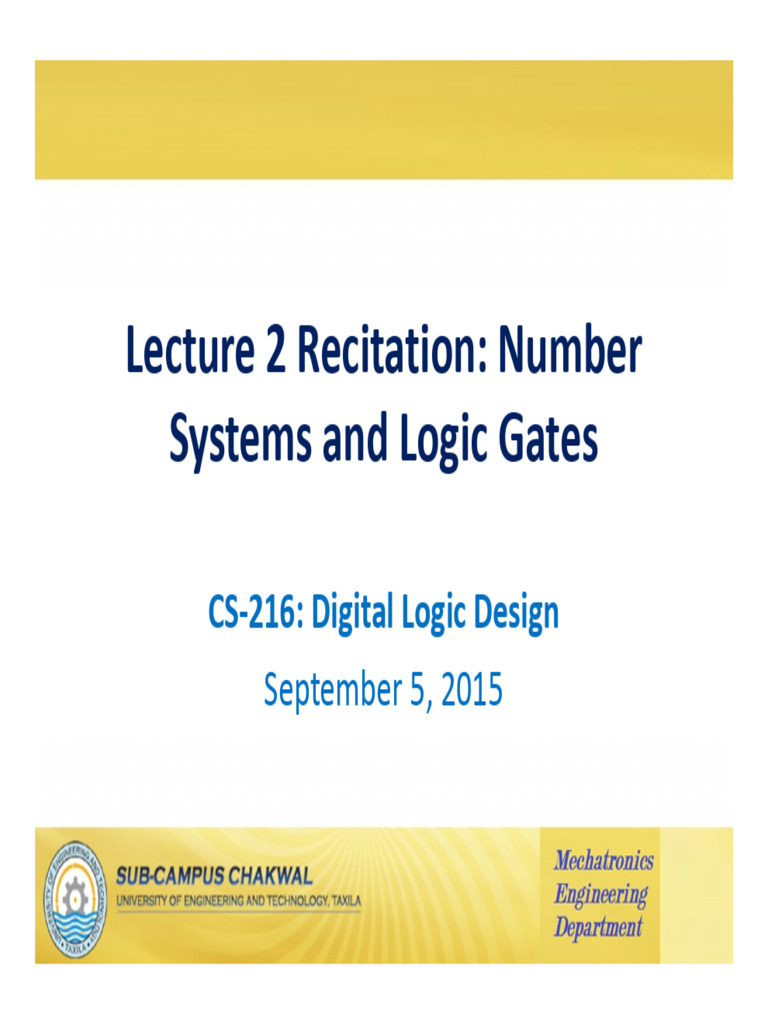 Lecture-2 Recitation DLD | PDF | Computer Engineering | Mathematical Notation