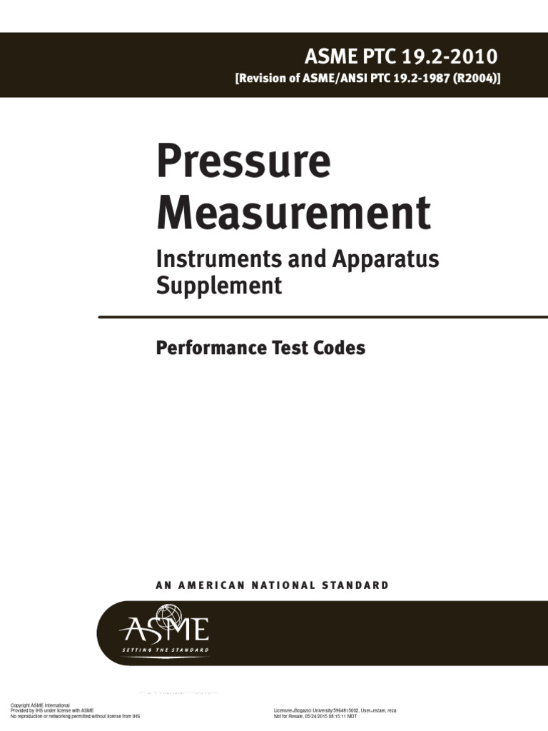 Asme PTC 19.2-2010 | PDF | Pressure Measurement | Metrology