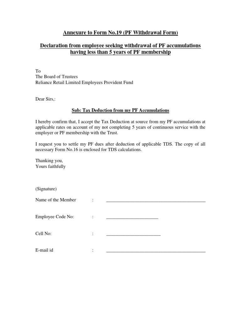 Tax Declaration Form 19 As On 25092008 Pdf