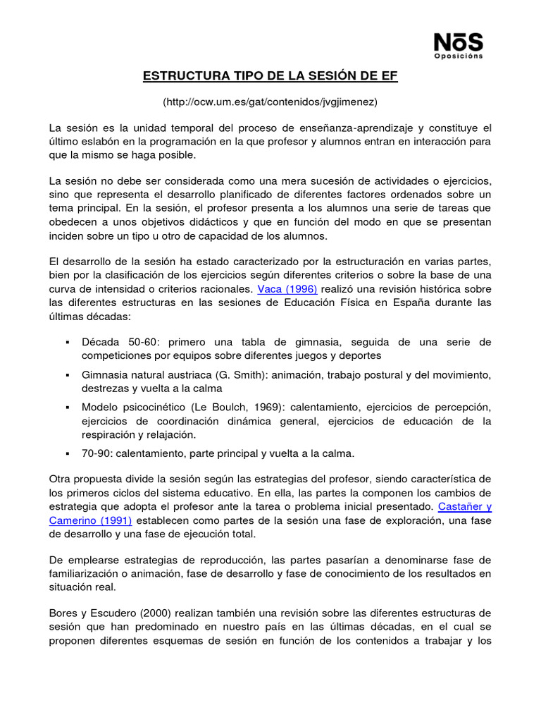 Estructura Tipo Sesión Ef | PDF | Aprendiendo estilos | Sicología
