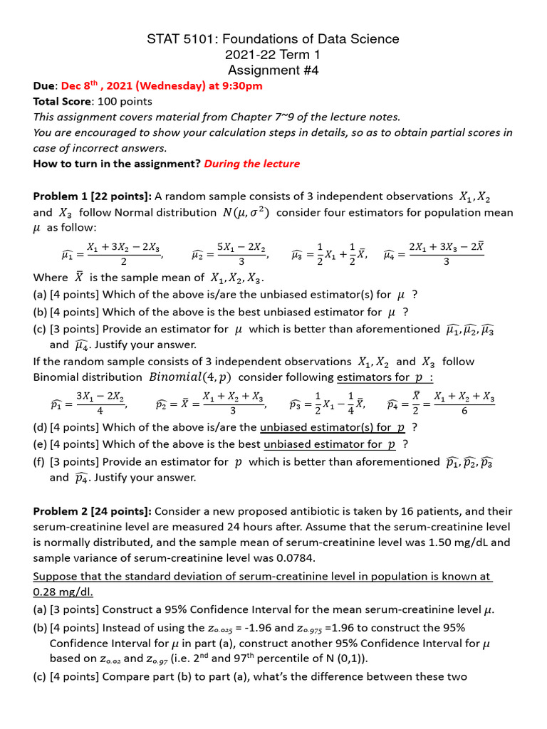 Assignment 4 Pdf Confidence Interval Estimator 