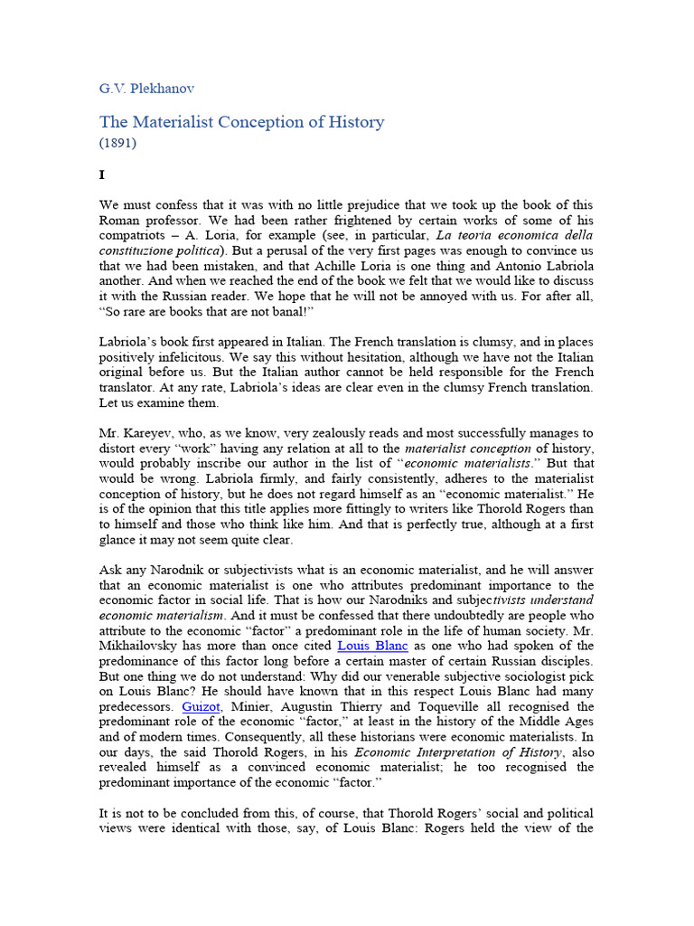 Labriola's Materialist History Analysis | PDF | Materialism | Idealism