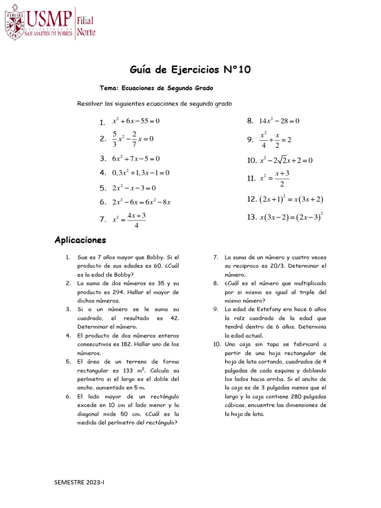 Ecuaciones de Segundo Grado.10 | PDF | Conceptos matemáticos | Matemáticas