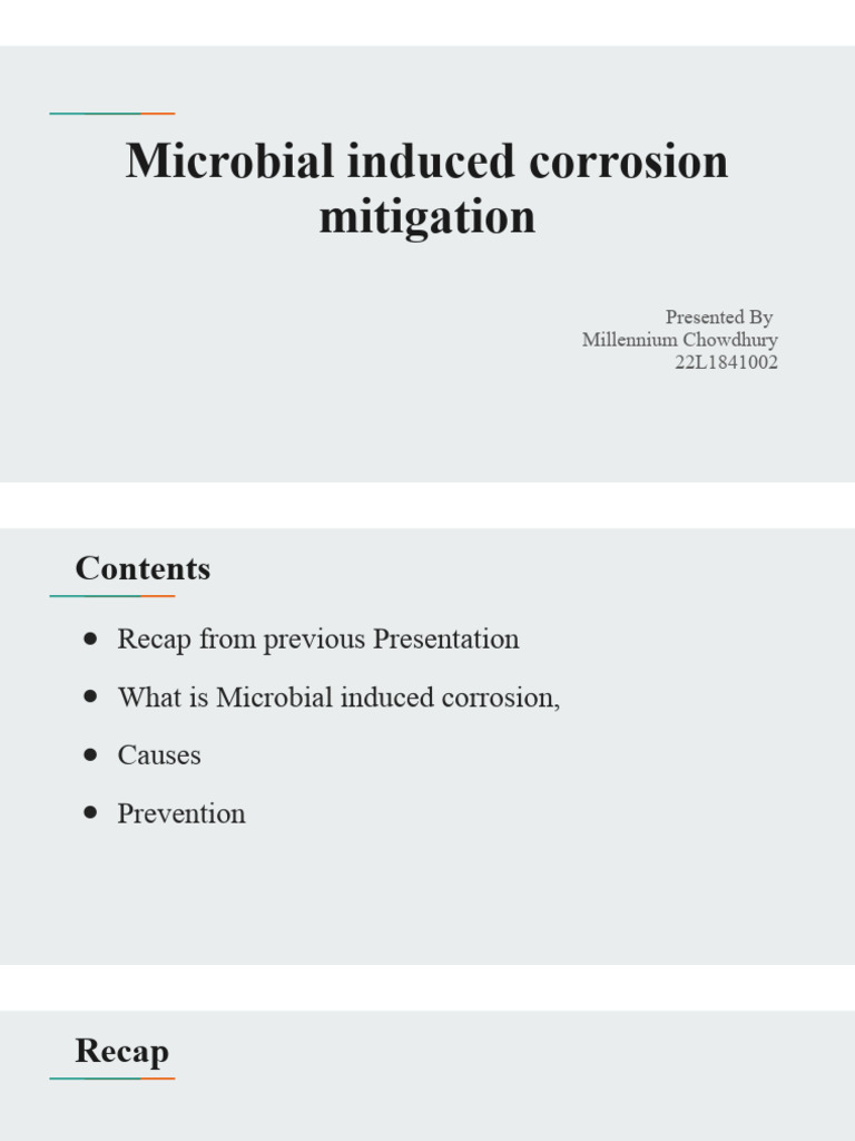 Microbial Induced Corrosion Mitigation | PDF | Corrosion | Electrochemistry
