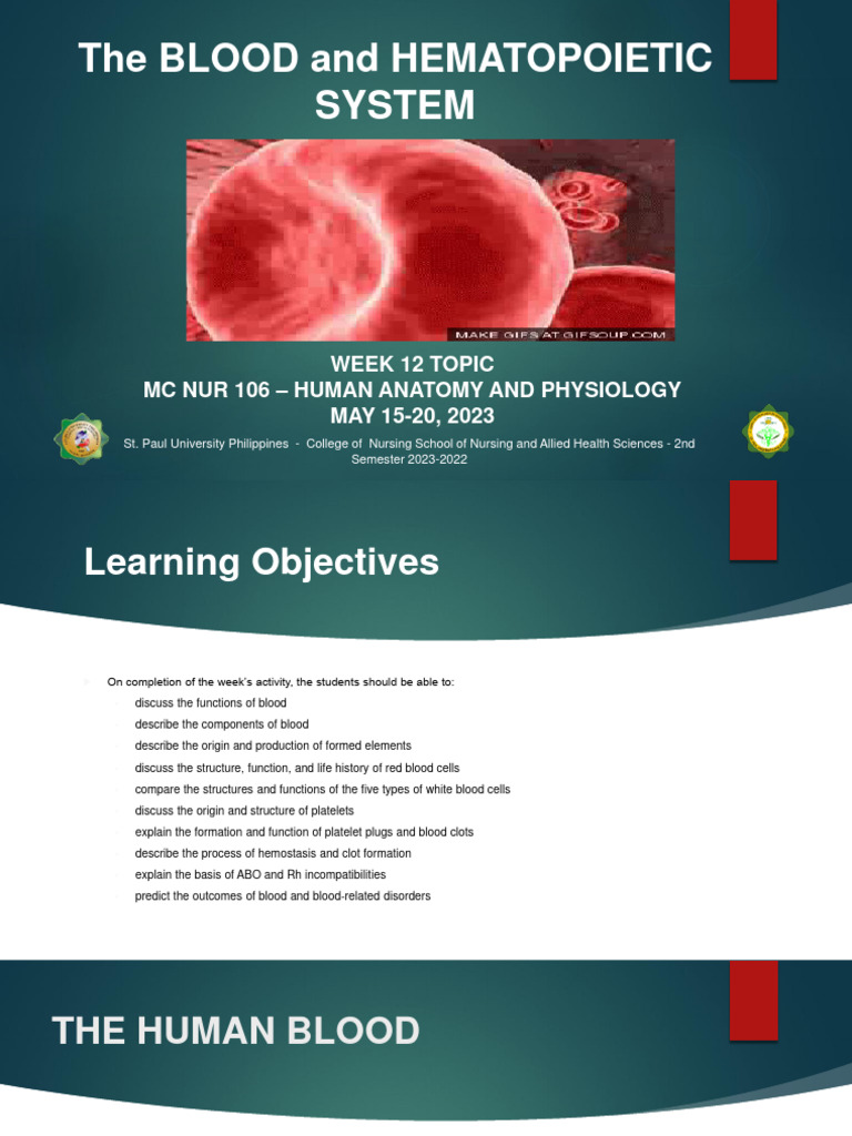 Week 14 Blood and Hematopoeitic System | PDF | Red Blood Cell | Blood Type