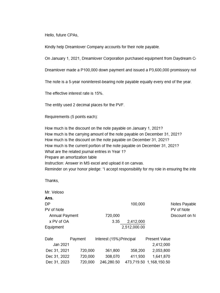 Assignment 5.3 Note Payable | PDF | Promissory Note | Debits And Credits