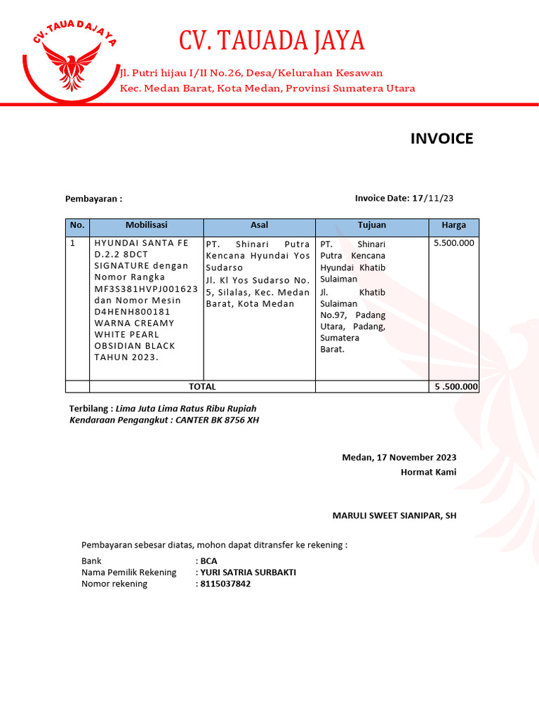 Invoice PT Tau Ada Jaya 15 November 2023 | PDF