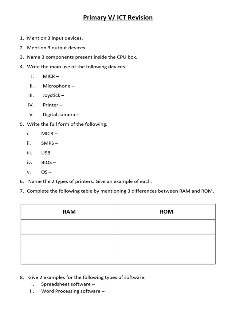 Primary 5 ICT Revision | PDF | Computers