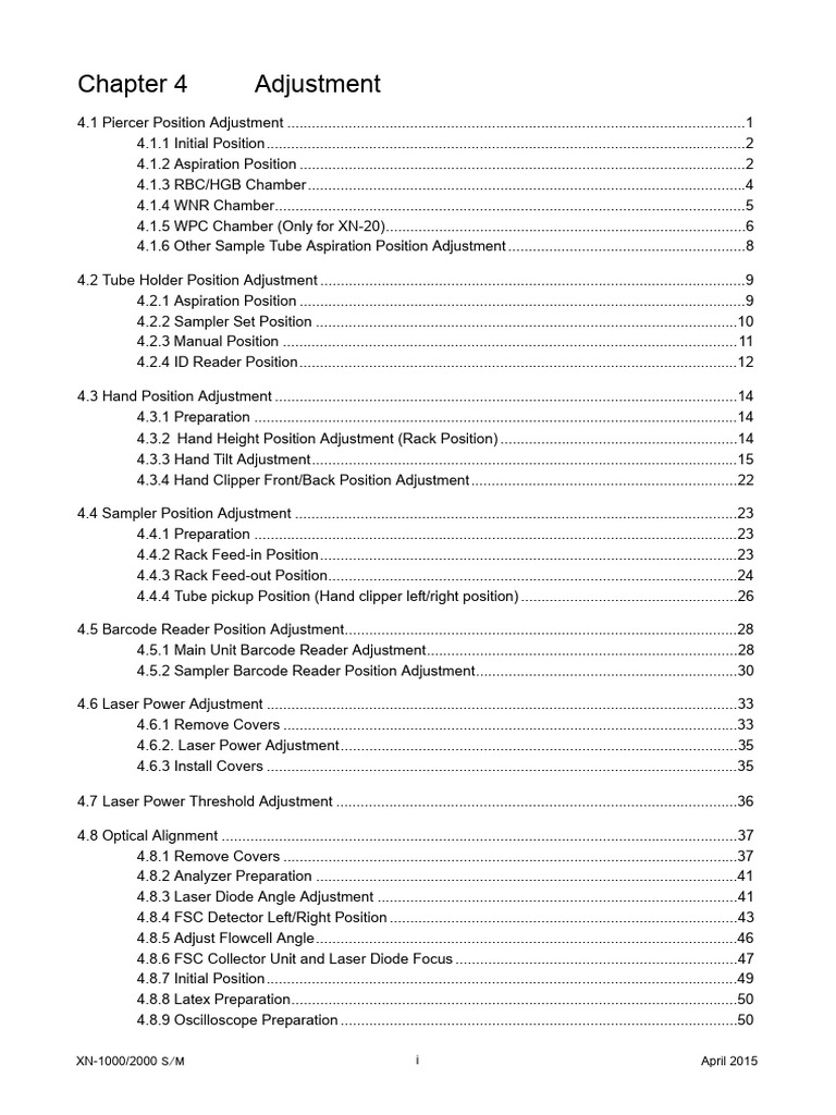 XN-1000 2000 E 04 Adjustment | Download Free PDF | Calibration | Tools