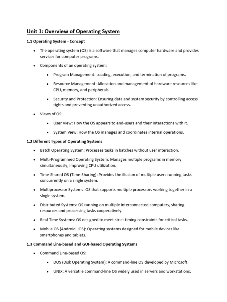 Unit 1 | Download Free PDF | Operating System | Graphical User Interfaces