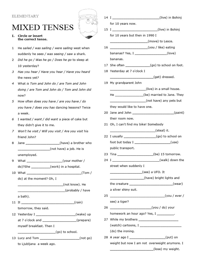 Mixed Tenses Elementary | PDF