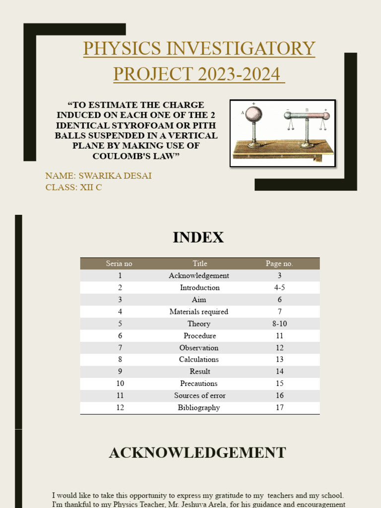 Phy Project | PDF | Electric Charge | Force