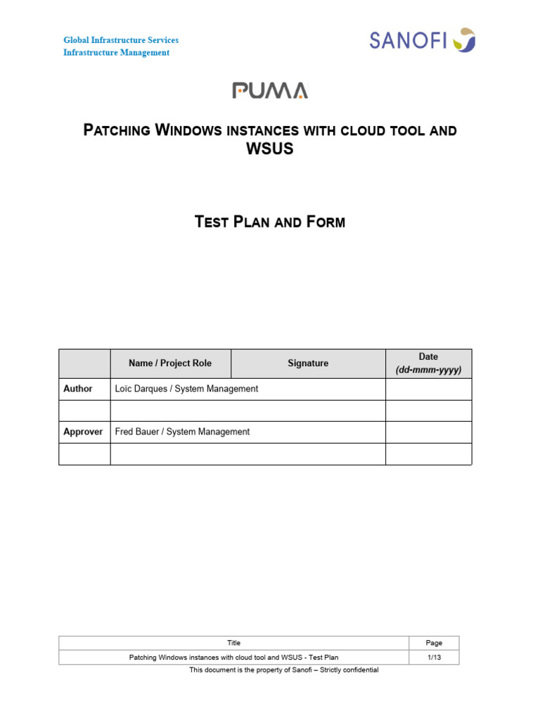 Patching Windows Instances With Cloud Tool And Wsus Test Plan And 9675