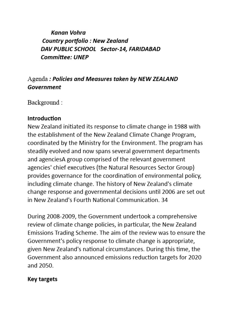Position Paper New Zealand | PDF | Climate Change | Waste