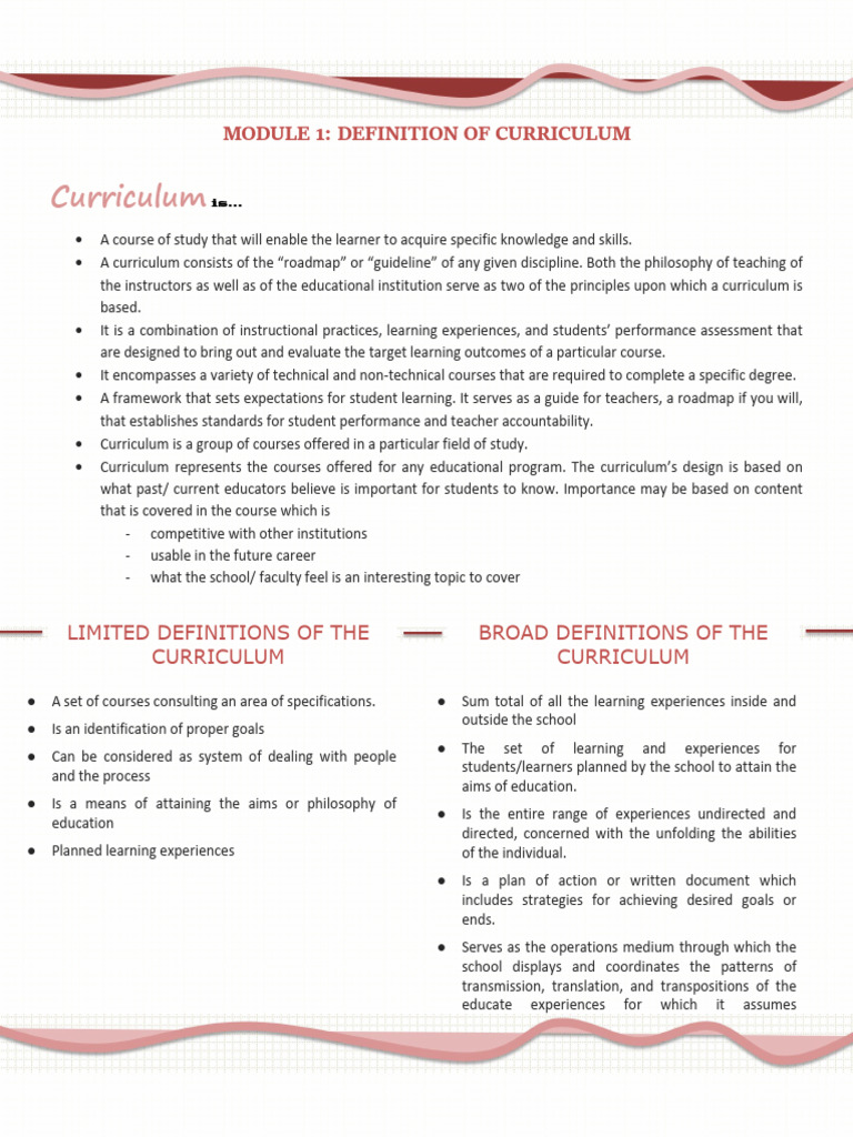 Curriculum: Module 1: Definition of Curriculum | Download Free PDF ...