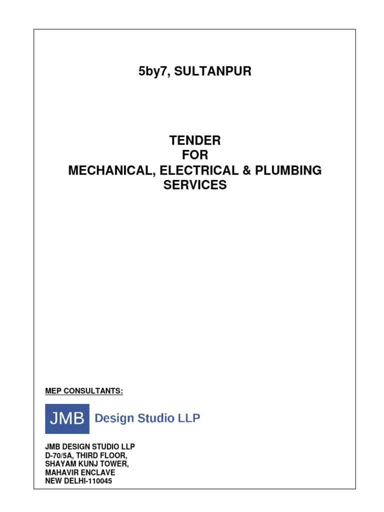 MEP Tender for 5by7 Sultanpur Project | PDF | Electrical Wiring | Ac ...