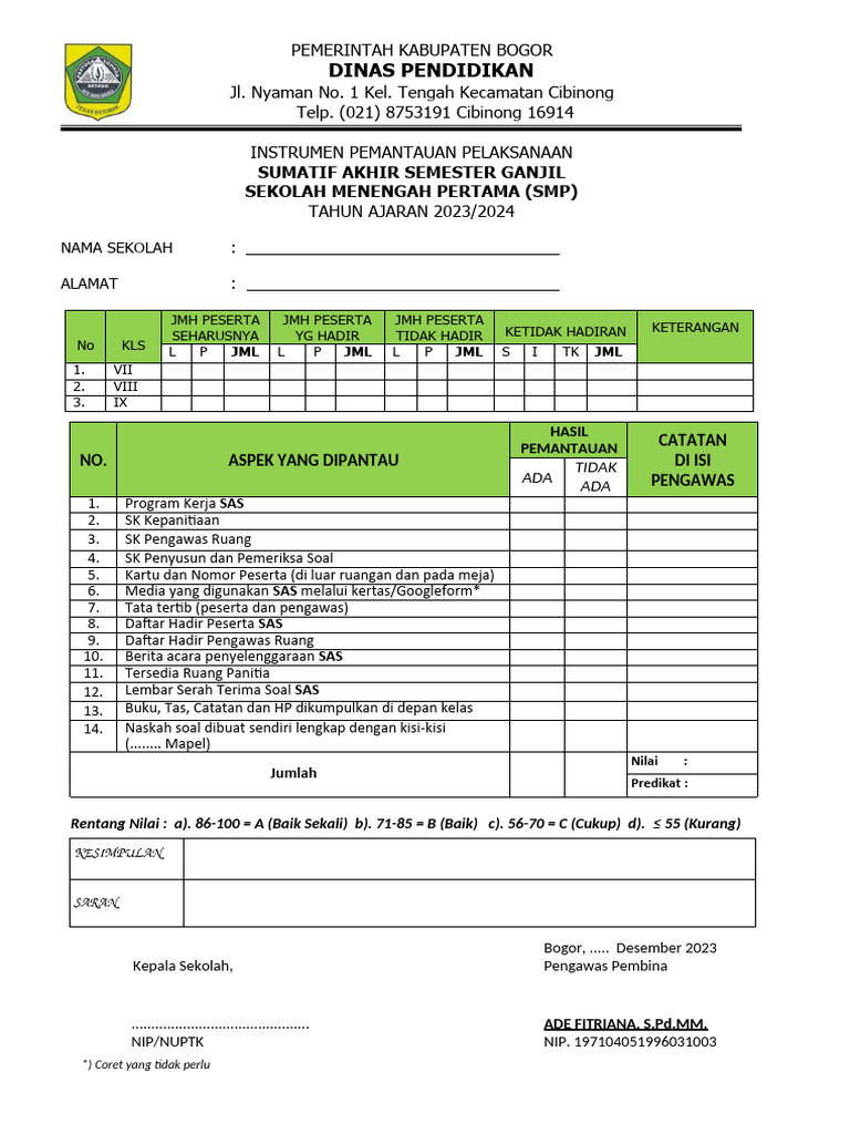 Instrumen Sas 2023 | PDF